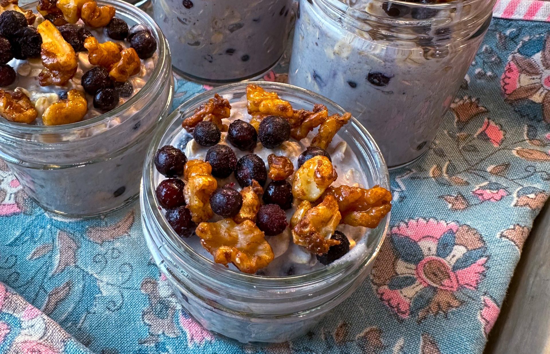 Wild Blueberry & Walnut Overnight Oats - callie salls
