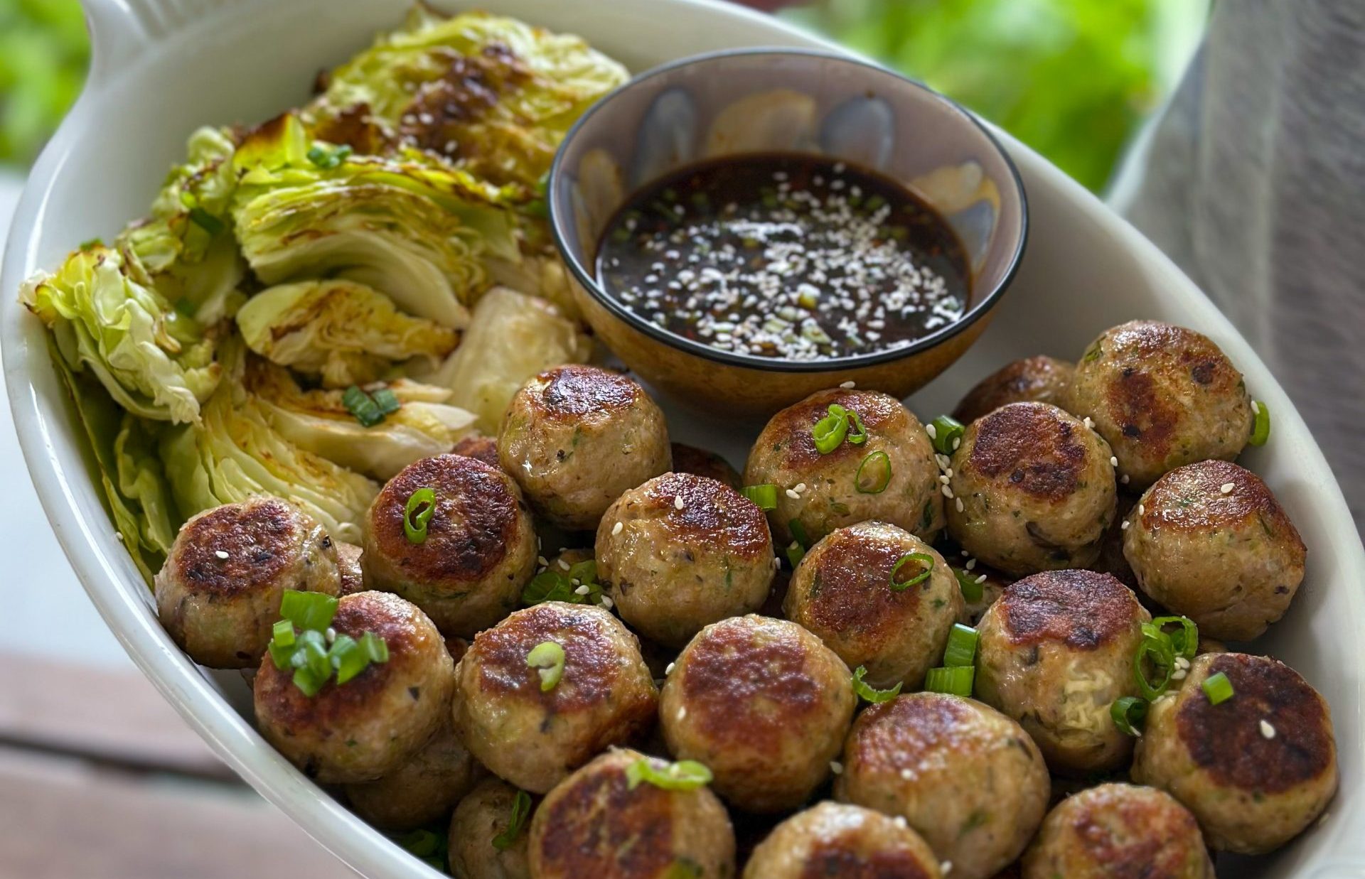 Gyoza-Inspired Turkey Meatballs - callie salls